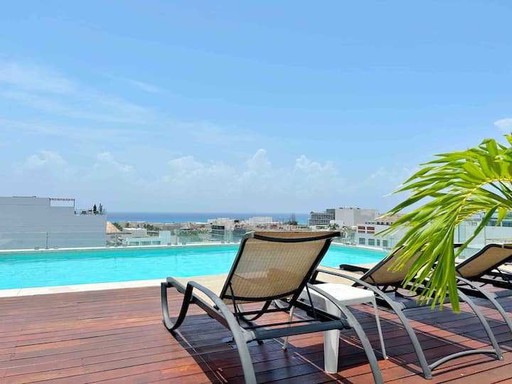 Cozy 1bd Steps From 5th & Beach Rooftop Ocean View - Playa del Carmen