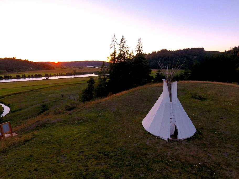 Teepee with Expansive River Views - Tipis for Rent in Coquille, Oregon ...