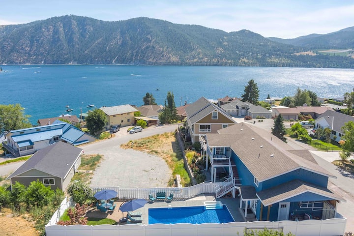 Lake View Pool Retreat + Hot Tub, Game Room, Views - Manson, WA