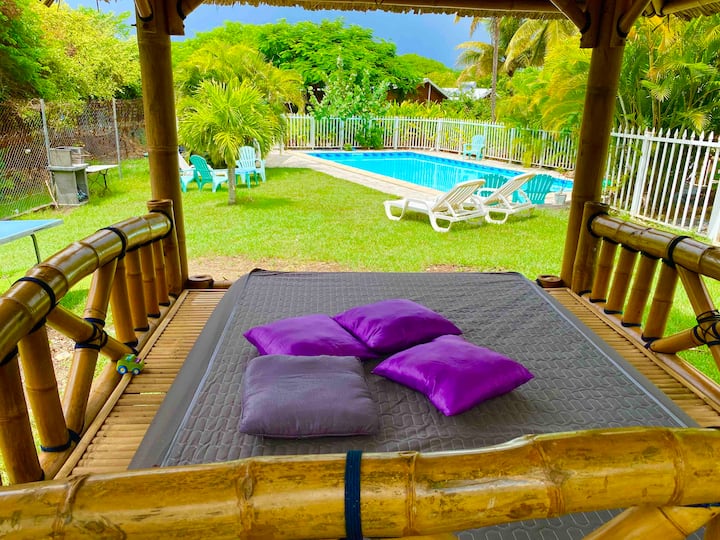 Bungalow Dd1 3 Chambres Climpiscine Spa Plage Surf - Guadeloupe