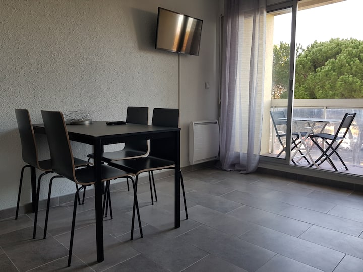 Studio Neuf Port, Clim, Plage, Parking, Terrasse - Carnon
