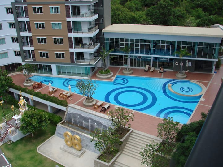 2 1/2 Zimmer 46m2, Herrliche Aussicht+grossem Pool - Hua Hin