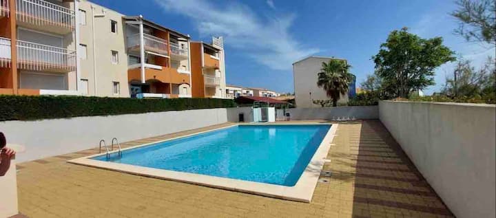 Elegant T2 Pool, Air Conditioning, Wifi & Sea View. 5 Min From The Beach, Shops, Bar & Restaurants. - Le Grau d'Agde