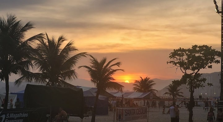 Apt Na Praia Com Linda Vista Mar - Santos