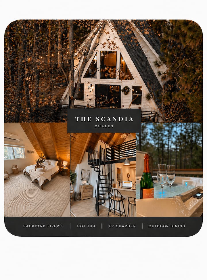 Couple's Retreat Modern A-frame Fire Pit & Hot Tub - Running Springs, CA