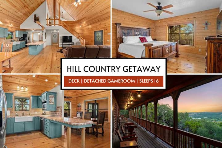 Game Room + Fire Pit | Scenic Views | Sleeps 16 - Canyon Lake, TX