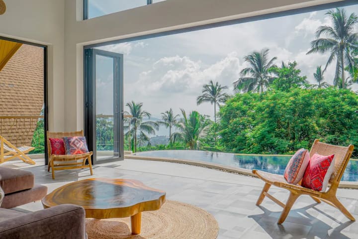 Phra Chan Villa 2br Infinity Pool & Sea View - サムイ島