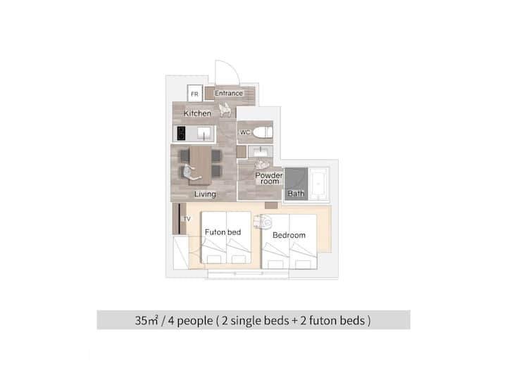 Apartment Hotel With Kitchen | 35.92m² | 4 People - Kyoto