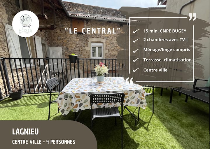 Le Central_ Spacieux T3 Climatisé, Terrasse - Lagnieu