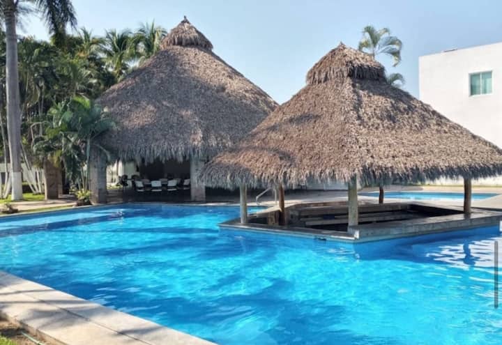 Playa,alberca, Palapa Casa Luna, Manzanillo - Manzanillo, Colima, Mexico