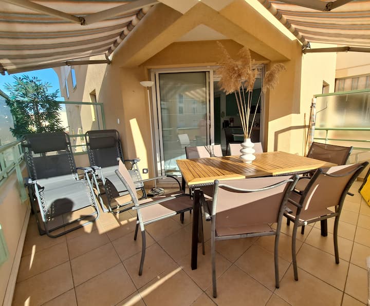 T3,62m2,5mnplage,clim,wifi,balcon,2 Parkings,6pers - Fréjus