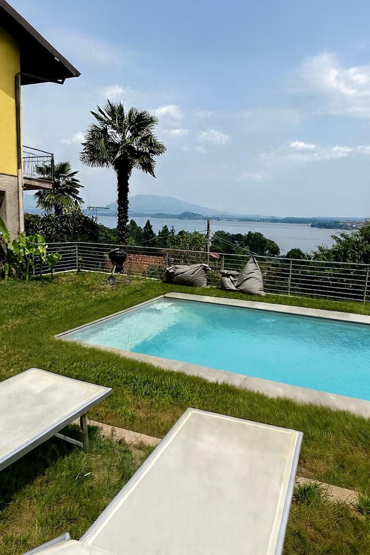Villa Avec Piscine Privée, Vue Lac, Bbq & Parking - Arona, Italy