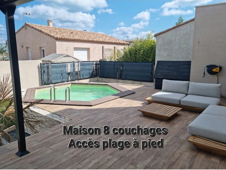 Très Belle Maison 8p, Plage à Pied, Petite Piscine - Plage Port-La-Nouvelle