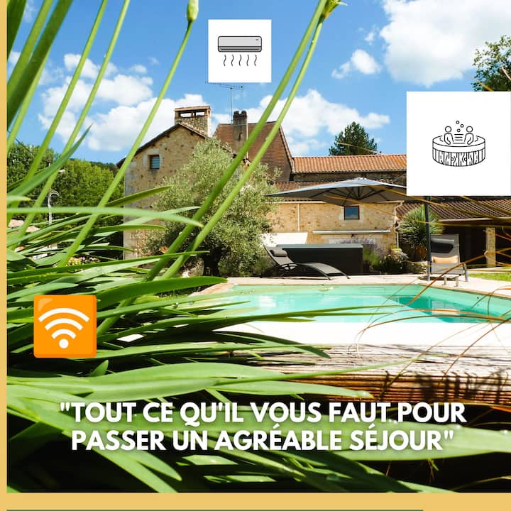 Piscine Privée/spa En Plein Air/pétanque - Château de Neuvic