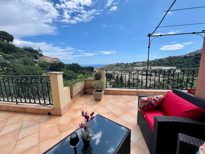 Villa Panoramique Vue Mer & Jardin -6 Pers-menton - Menton