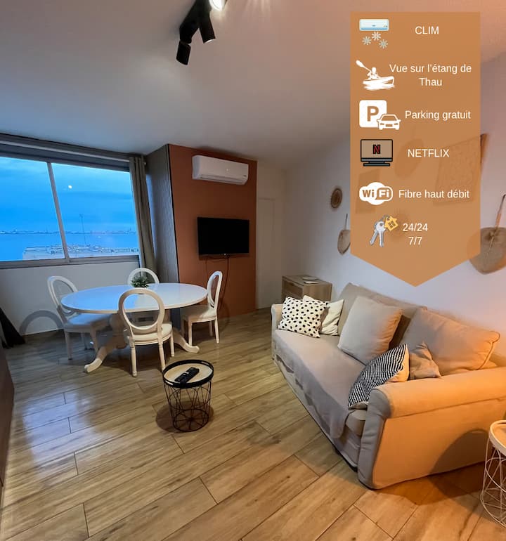 Joli Appart/vue éTang/clim /Wifi - Balaruc-les-Bains