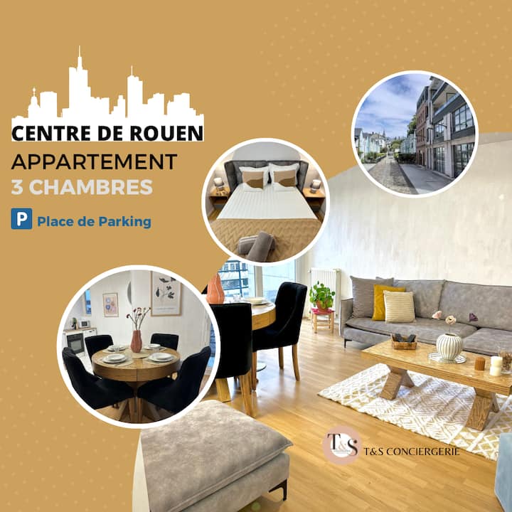 Centre Rouen Appartement 3 Chambres + Parking - Rouen