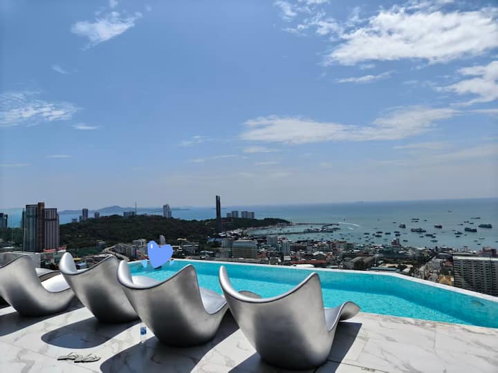 市区两卧一厅豪华公寓：Arcadia Millennium Tower Condo - Jomtien