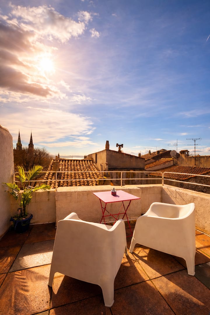 Private Terrace Historic Centre Air-conditioned 2 People - Nîmes