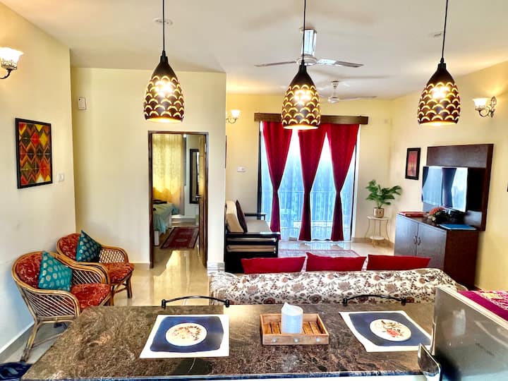 The Cider Goa C| 2bhk Ac Apt |Sleeps8 | Beach14min - Goa
