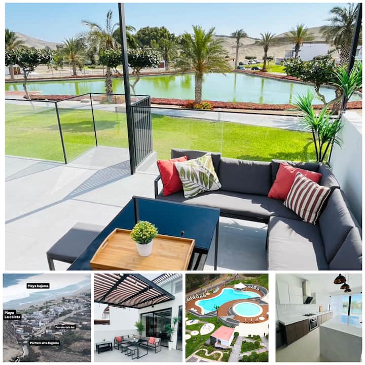 Casa De Playa Y Campo En Bujama | Frente A Laguna - Peru