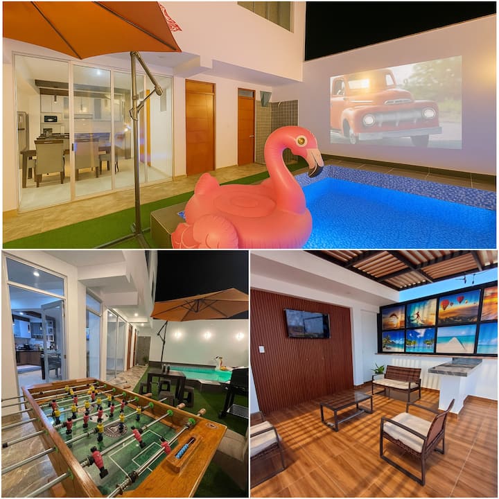 Casa De Playa + Piscina, Parrilla, Cine Y Karaoke - Chilca