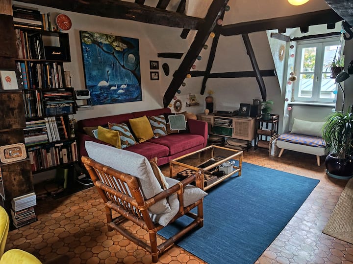 Centre Ville, Vue Mer, Piano, Guitare, Livres. - Douarnenez