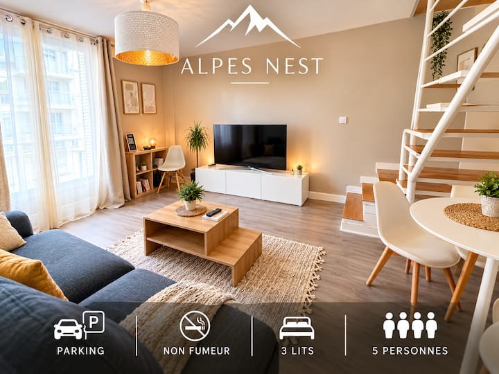 Alpes Nest Duplex-2 Chambres-3 Lits-free Parking - Grenoble
