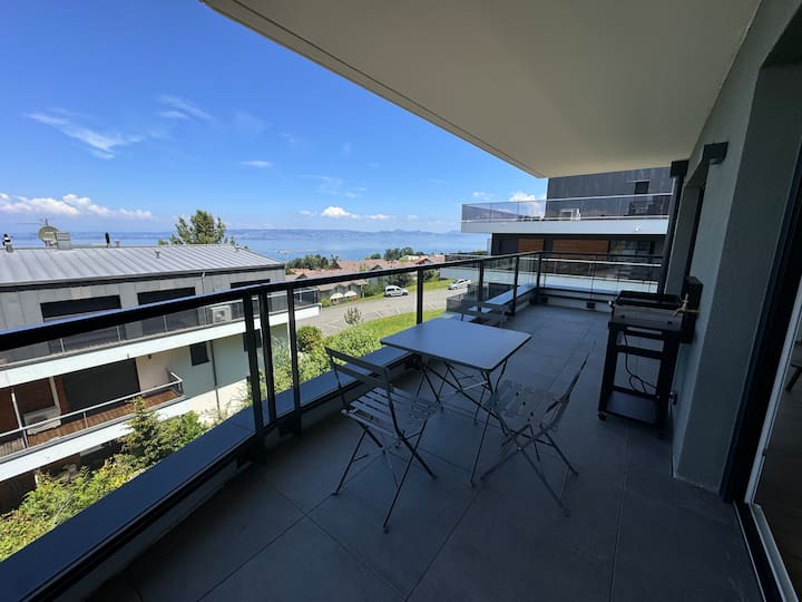 Appt Neuf, Terrasse 180 Degrés Vue Lac, 5’ Golf - Évian-les-Bains