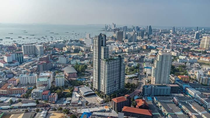 055千禧大厦全新精装最高公寓，可做饭洗衣，步行街很近，年租优惠 - Pattaya City