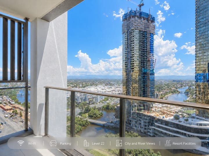 Elevated Broadbeach 2br With Parking & River Views - Broadbeach