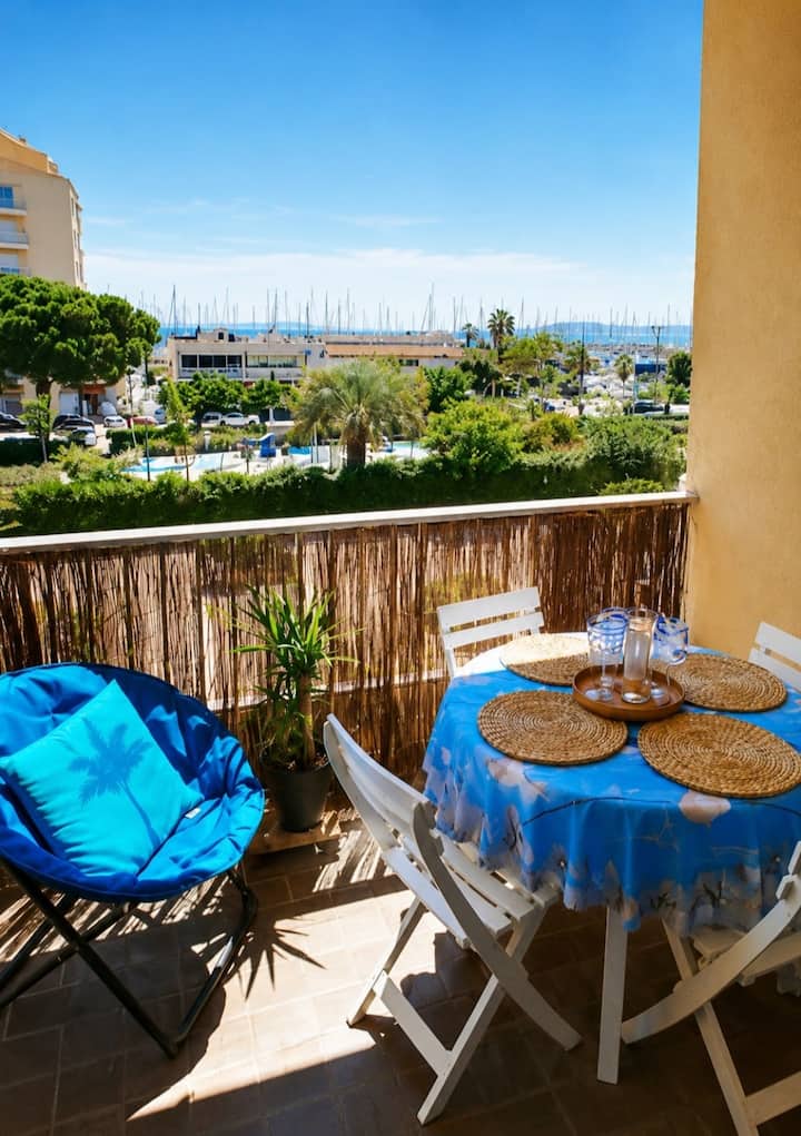 Studio Estival Climatisé Vue Port Parking Privé - 예르