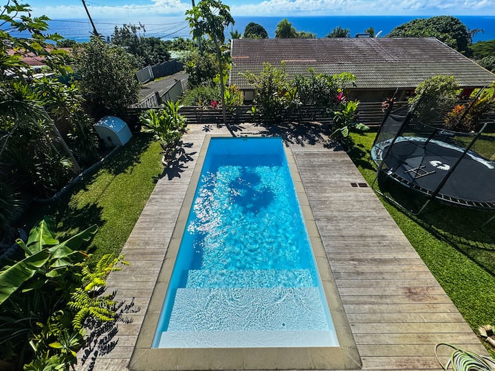 Fare Fei - Haut De Maison, Terrasse & Piscine - Tahiti