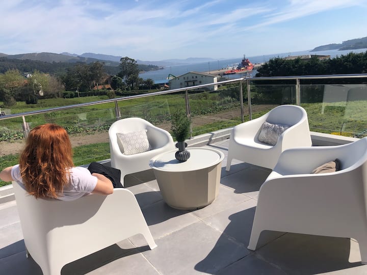 A Neida. Casa Con Terraza Con Vistas Al Mar. - Corcubión