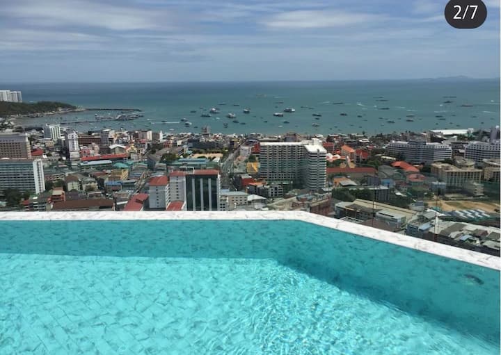 037~千禧大厦拥有无边泳池，周边有菜市场，超市，药店，酒吧。家具家电齐全，独享一居，可洗衣做饭年租 - Pattaya City