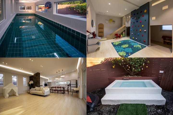 제주 애월로와 키즈풀빌라 & 자쿠지(온수,불멍화로대,바비큐무료) - Jeju