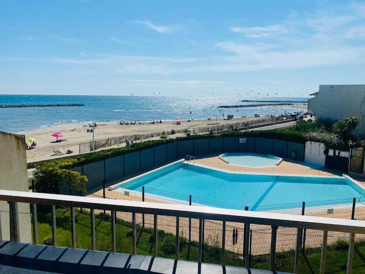 Soleil: Vue Mer/t2+cabine Terrasse/piscine/parking - Palavas-les-Flots