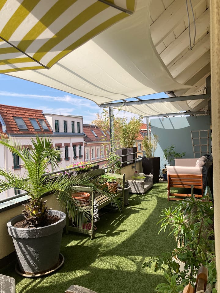 Sonnige Oase Am Park. Privater Dachgarten. Citynah - Leipzig
