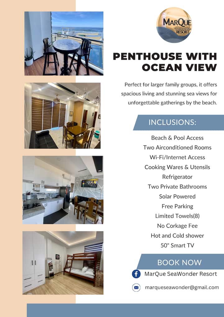 Patar Beachfront Penthouse Unit With Pool Access - Bolinao