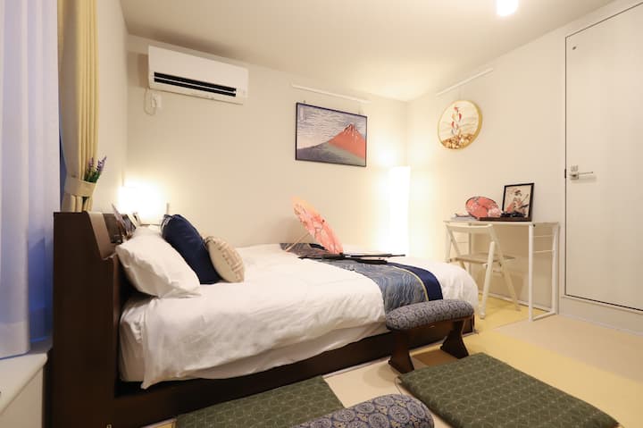 セール 駅近3分、ワイドダブルベット.出張&カップル コンビニ 浅草エリア Wifi 日本スタイル - 三鄉市