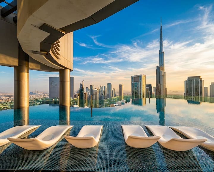 2br Luxe | Infinity Pool Burj View + Accès Gym - Dubai