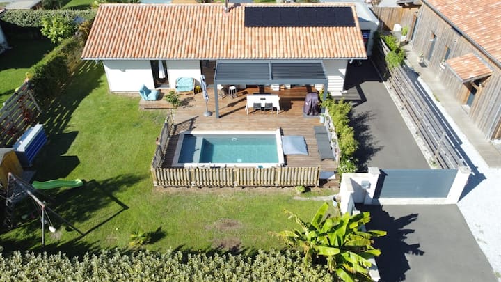 Maison Bio Climatique Bois 3 Chambres + Piscine - Seignosse