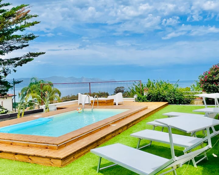 Villa Panorama Del Golfo Con Piscina E Bbq - Balestrate