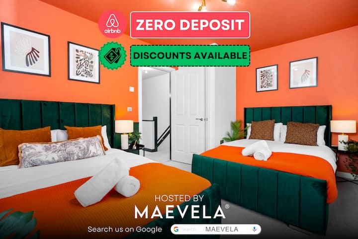 Stylish 2 Bed House - Sleeps 7 - Salford - Parking - Manchester