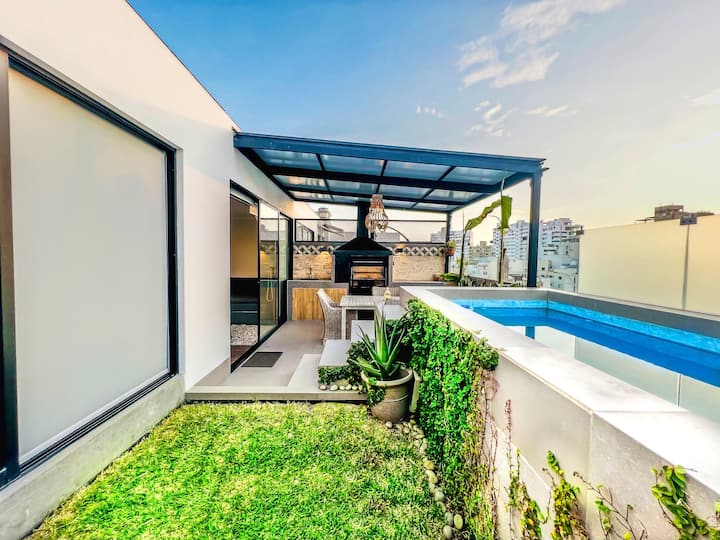 Luxury Penthouse ~ Private Pool, Barbecue, Parking - Lima