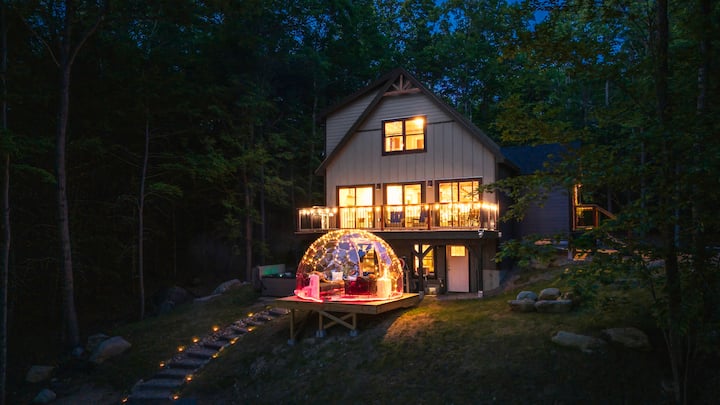 Panoramic Lake-view Dome | Hot Tub | Fire Pit - New England
