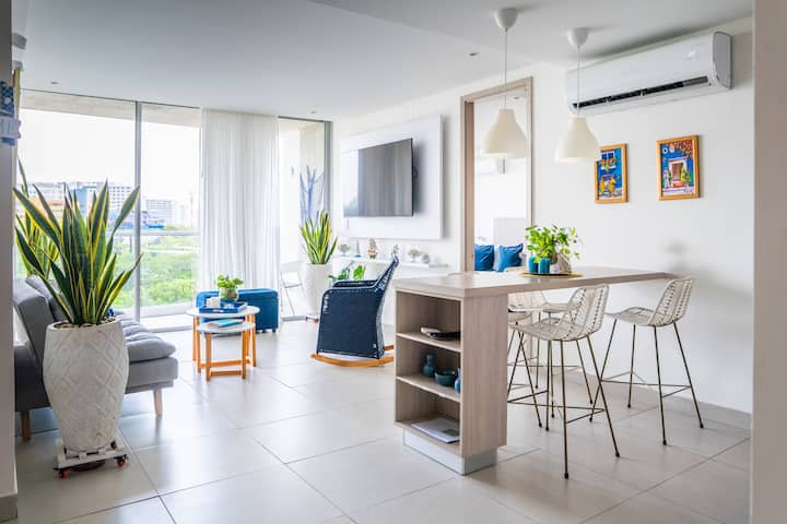 Elegante Apartamento  -Muy Cerca A Playa Azul - Cartagena