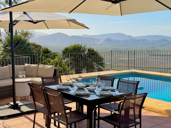 Villa Las Encinas Avec Vue Et Piscine - Oliva