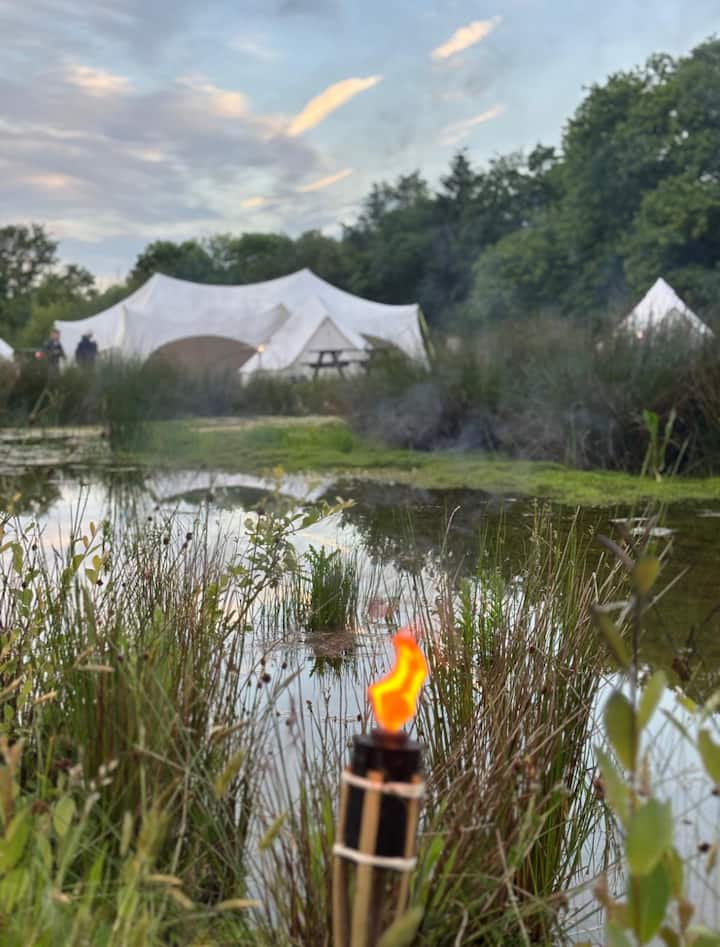 Retreat Space Sleeps 30 In 15 Bell Tents With Beds - West Sussex