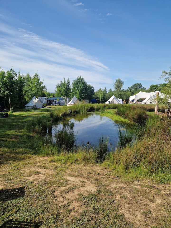 Retreat Space Sleeps 30 In 15 Bell Tents With Beds - West Sussex